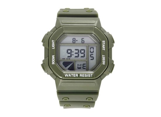 Army Green Japan Movement Waterproof Sport LCD Digital Watch With Snooze Alarm