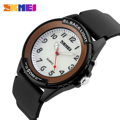 Stainless Steel Back Pu Strap Japan Movt Womens Quartz Watches With Back Light
