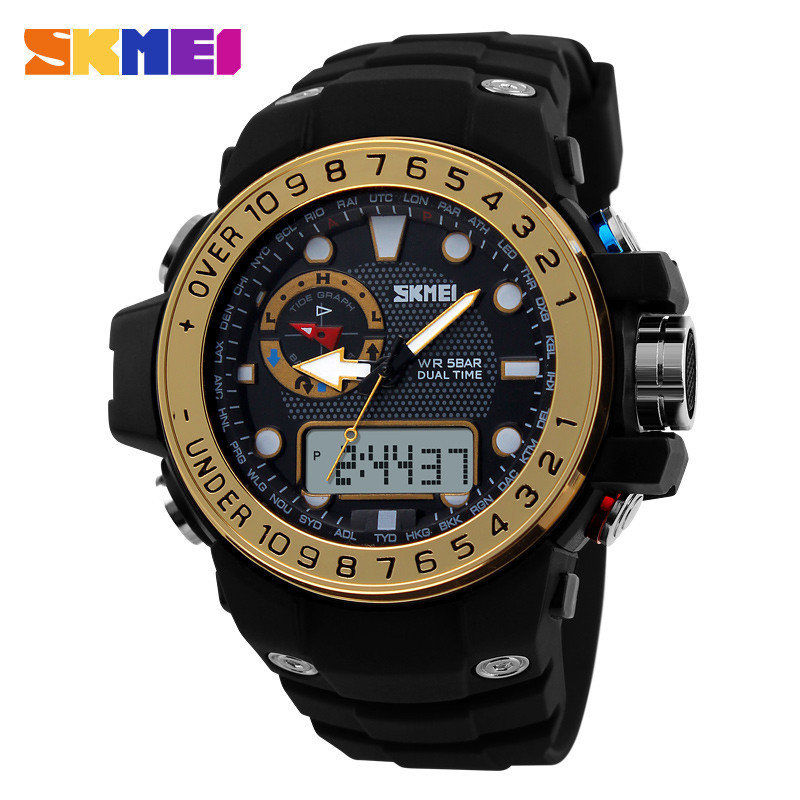 ABS Plastic Shock Sports Analog Digital Wrist Watch 50 M Waterproof For Ladies