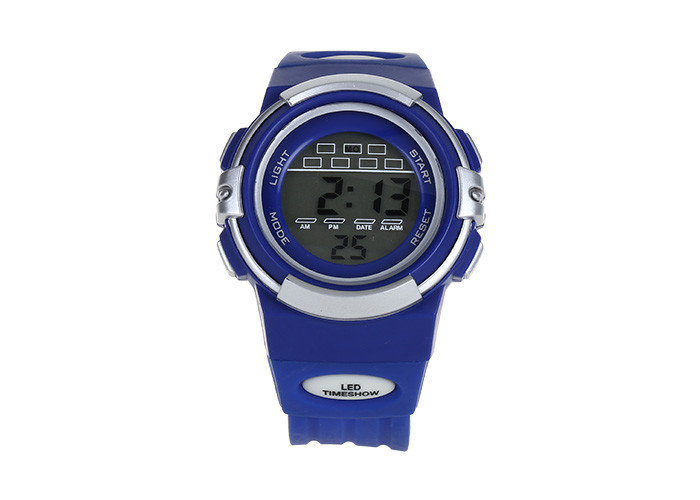 OEM Blue Sport LED Digital Sport Watches With Stainless Steel Case Back