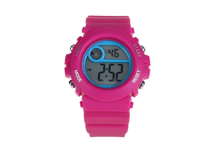 30M Water Resistant Red ABS Case And PC Band LCD Digital Watches As Gift For Kid