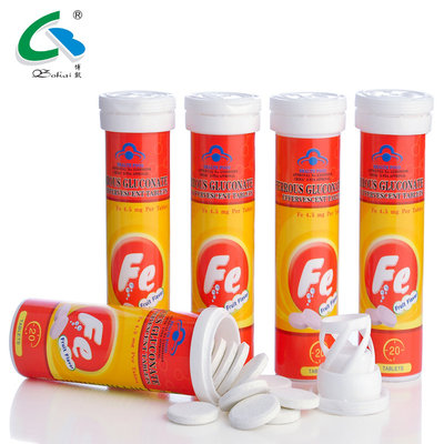 White Color Iron Effervescent Tablets / Ferrous Effervescent Tablets OEM Available