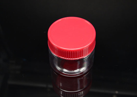 110ml cosmetic clear PET jars with red lid