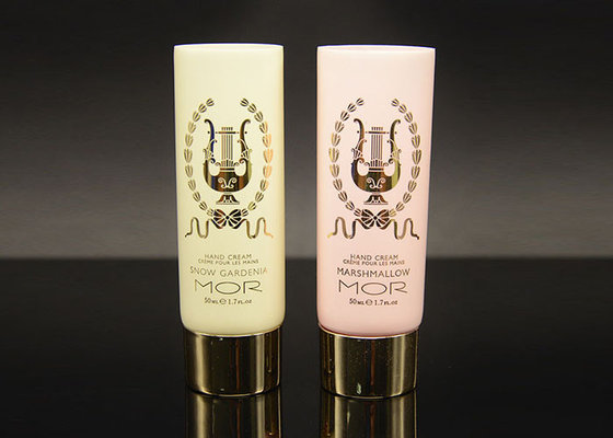 reusable squeeze Plastic Cosmetic Tubes with gold , silver buttom / screw on cap