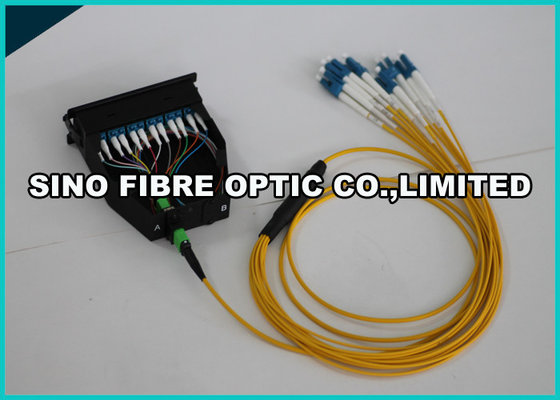 Fiber Optic Assembly 12F MPO To LC Breakout Cable 40 Gig 9 / 125um With Cassette
