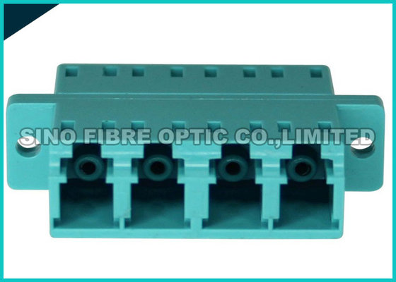 Aqua Quad LC to LC Fiber Optic Adapter 10G OM3 Multimode 50 / 125um