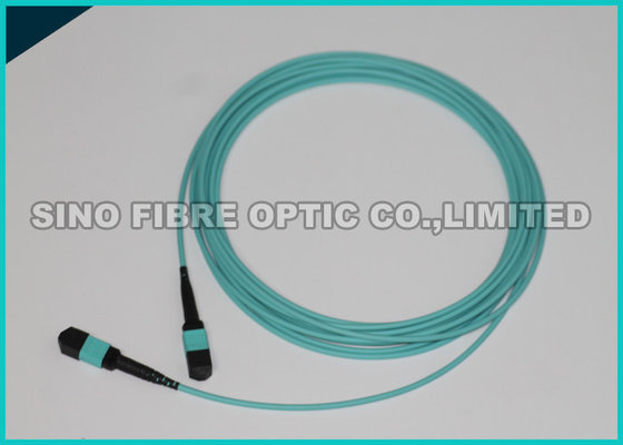Pinned MPO Fiber Optic Cable Aqua Outer Sheath MPO Patch Cord 10 Meters Length
