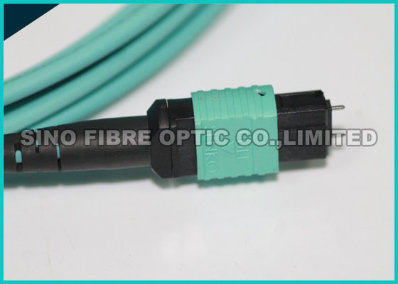 Pinned MPO Fiber Optic Cable Aqua Outer Sheath MPO Patch Cord 10 Meters Length