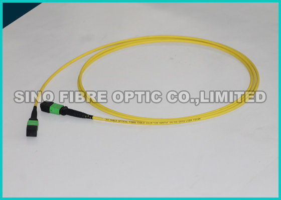 24 Strands MTP MPO Fiber Breakout Cable , Yellow Fiber Ribbon Cable 1 Meter