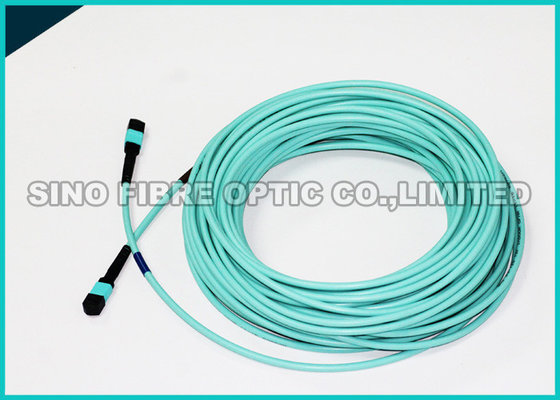 10 Foot MPO to MPO Fiber Optic Cable 8 Aqua Trunk OFNR Plenum Cable Polarity B