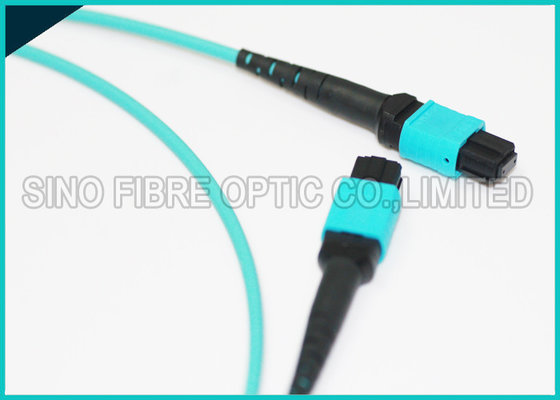 100Gbps 24F MPO Fiber Optic Cable Multimode OM3 Trunk Polarity B Aqua Patch Cable