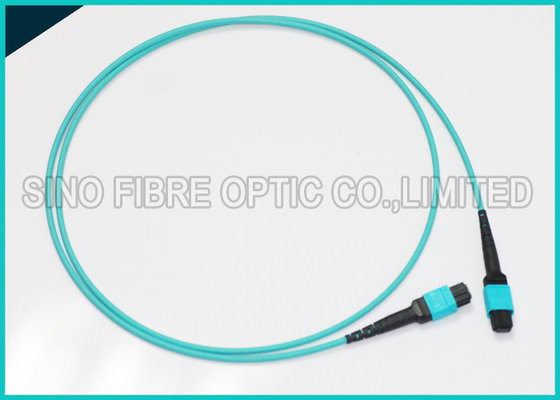 100Gbps 24F MPO Fiber Optic Cable Multimode OM3 Trunk Polarity B Aqua Patch Cable