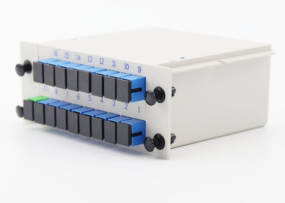 Cassette Type Fiber Optic PLC Splitter 1 x 16 Low PDL With Wide Operating Wavelength