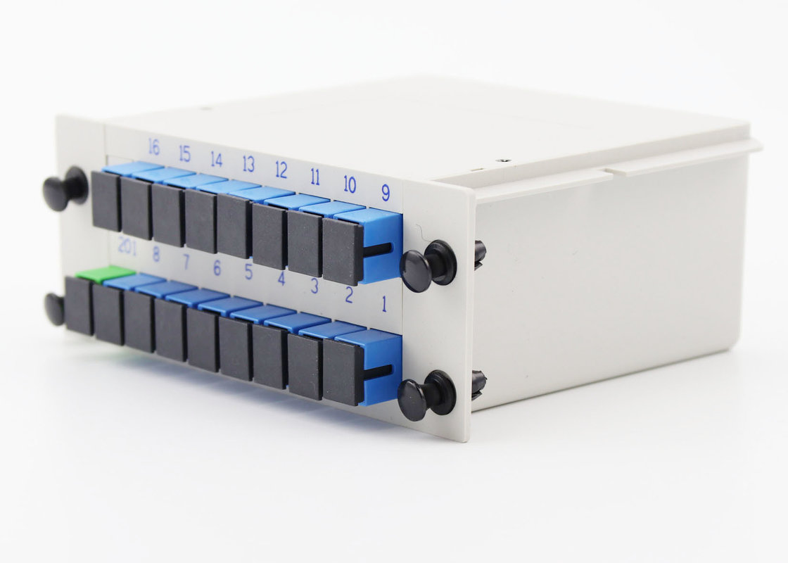 Cassette Type Fiber Optic PLC Splitter 1 x 16 Low PDL With Wide Operating Wavelength