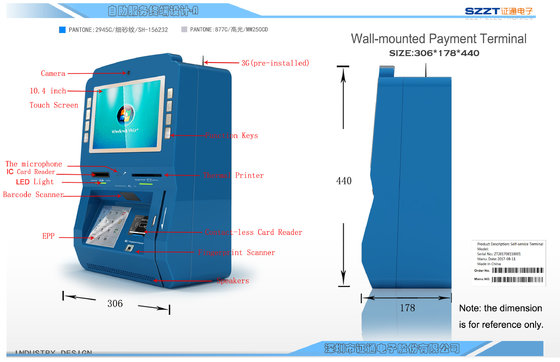 Touch Screen Payment Kiosk Terminal with Windows System , ZT2315