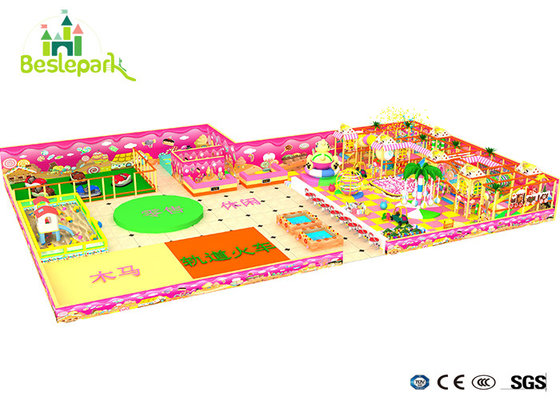 Soft Play Candy Themed Playground Equipment Large Scale With Trampoline Area