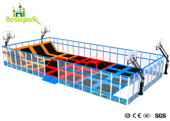 Commercial Indoor Playground Trampoline , Jump Trampoline Park With Safety Net