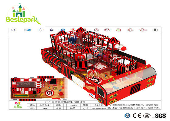 Kids Play Indoor Soft Playground Red / Black Color With Electric Basketball Games