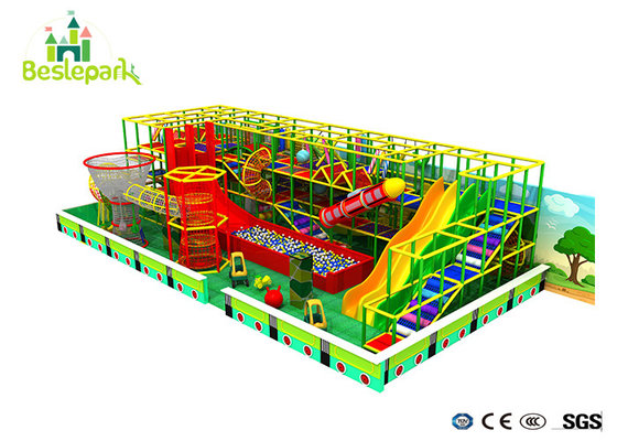 3 Level colorfull Climbing Gym indoor playground with big slides/balls