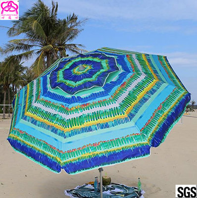 Windproof Sunshade Parasol Beach Umbrella Custom Size 2.4m / 2.5m
