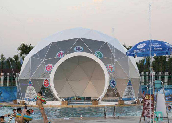 백색 PVC 직물을 가진 15m 직경 지오데식 돔 천막 큰천막 온실