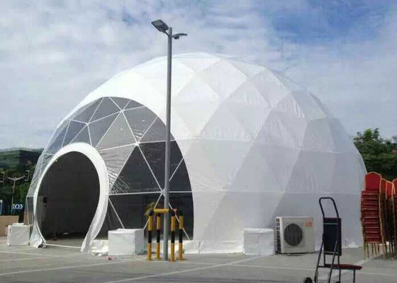 Lightest Geodesic Dome Tent Strong Steel Structure 12M Diameter With Transparent Cover
