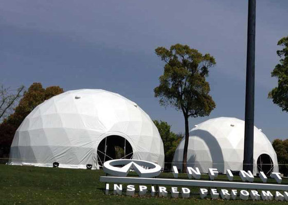 Strongest Outdoor Geodesic Dome Tent White PVC With Wind Resistant Sidewall