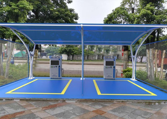 Lightweight Tensile Membrane Structures Metal Frame Car Park Canopy For Wash