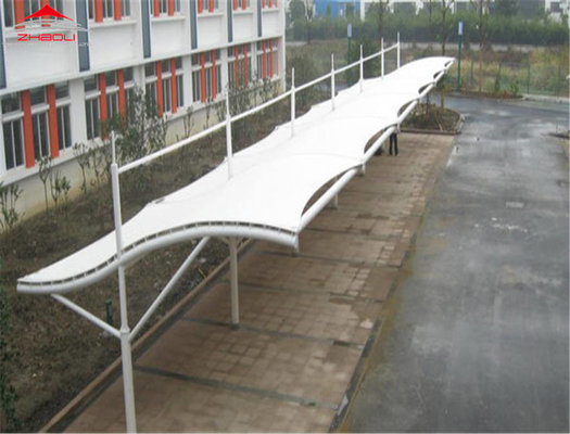Flame Retardant Tensile Membrane Structures , PVDF Fabric Car Park Shed