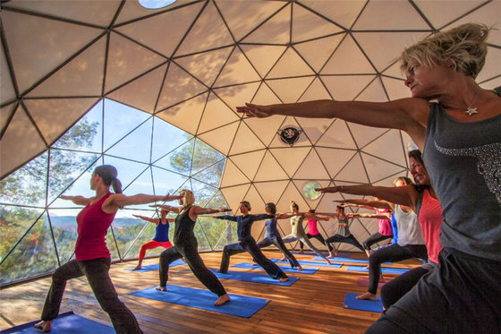 Galvanized Tube Frame Outside Spherical Dome Tent For Yoga Enthusiasts